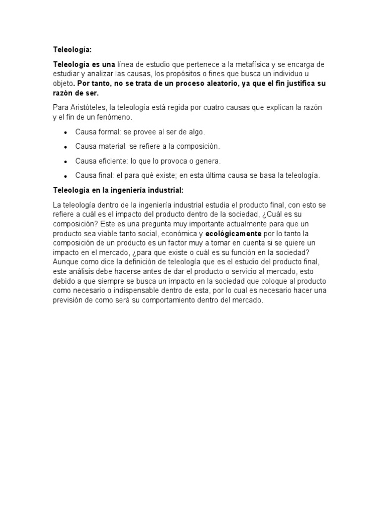 Teleología: Estudio de Fines y Causas | PDF