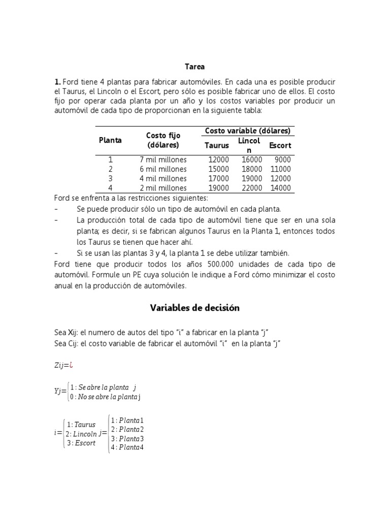 Tarea IO - Grupo 1 | PDF