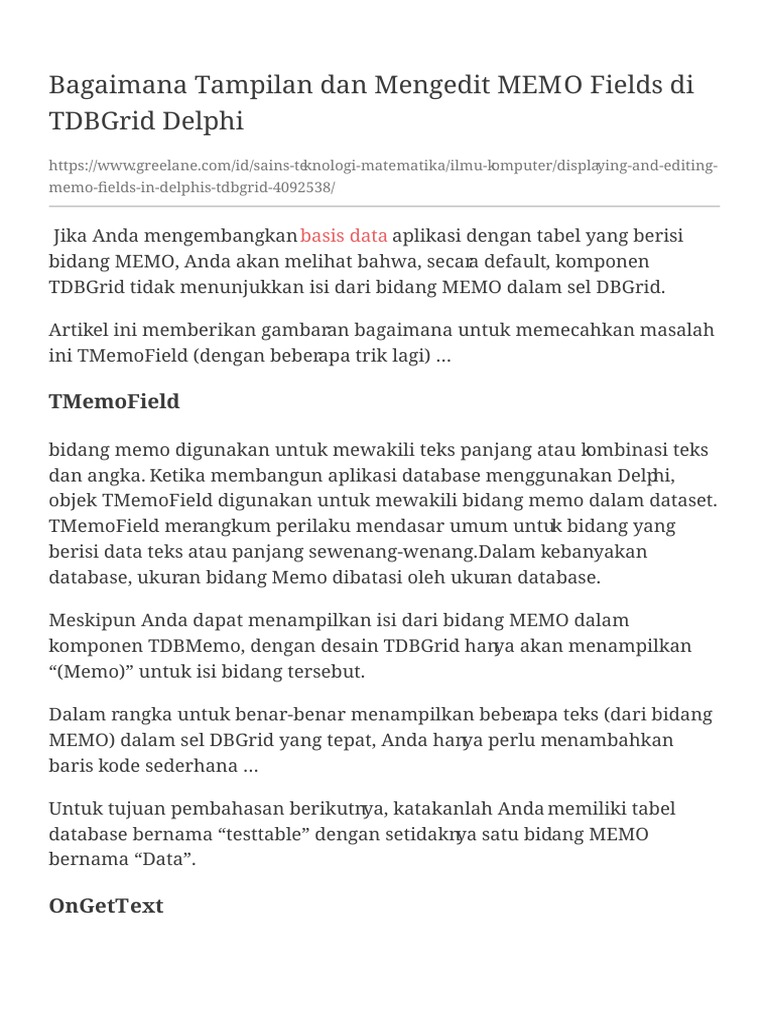 Bagaimana Tampilan Dan Mengedit Memo Fields Di Tdb Pdf Pdf