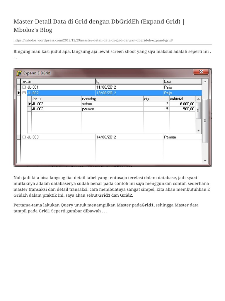 Master-Detail Data Di Grid Dengan DbGridEh (Expand+ PDF | PDF