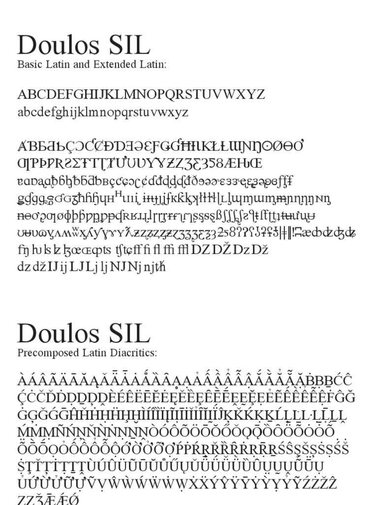Doulos SIL: Basic Latin and Extended Latin | PDF