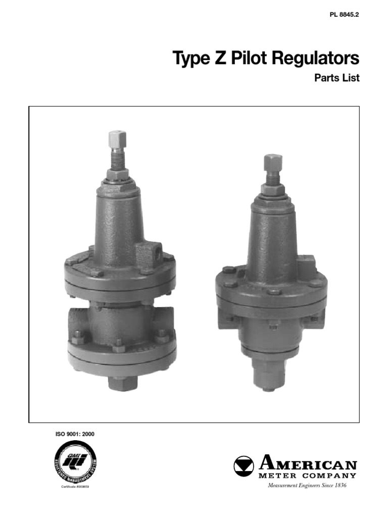 Type Z Pilot Regulators: Parts List | PDF | Valve | Screw