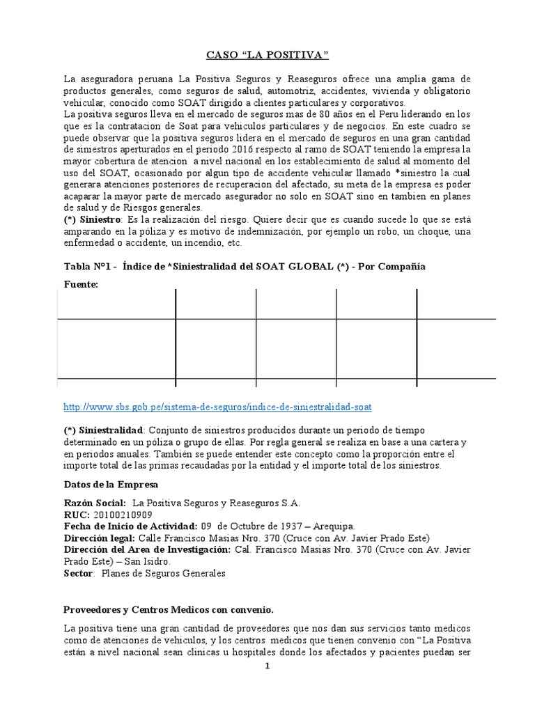 Caso 1 - La Positiva | PDF | Reaseguro | Póliza de seguros