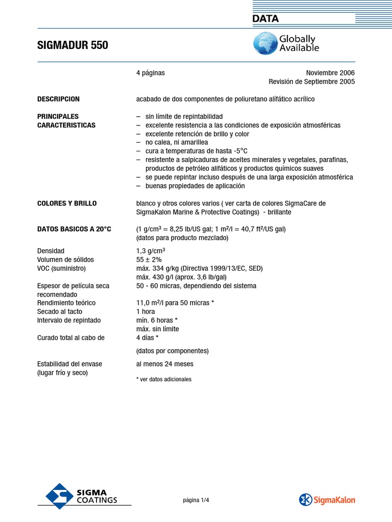 Sigmadur 550 PDF | Descargar gratis PDF | Solvente | Química