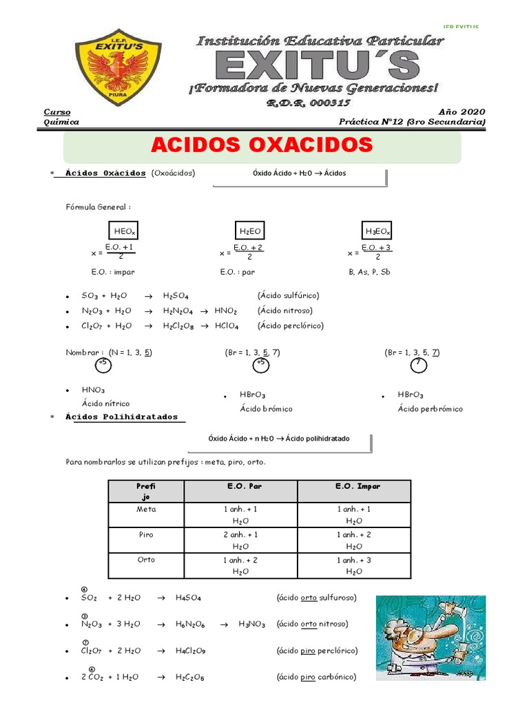 Ácidos Oxácidos: Nomenclatura y Fórmulas | PDF | Ácido | Moléculas