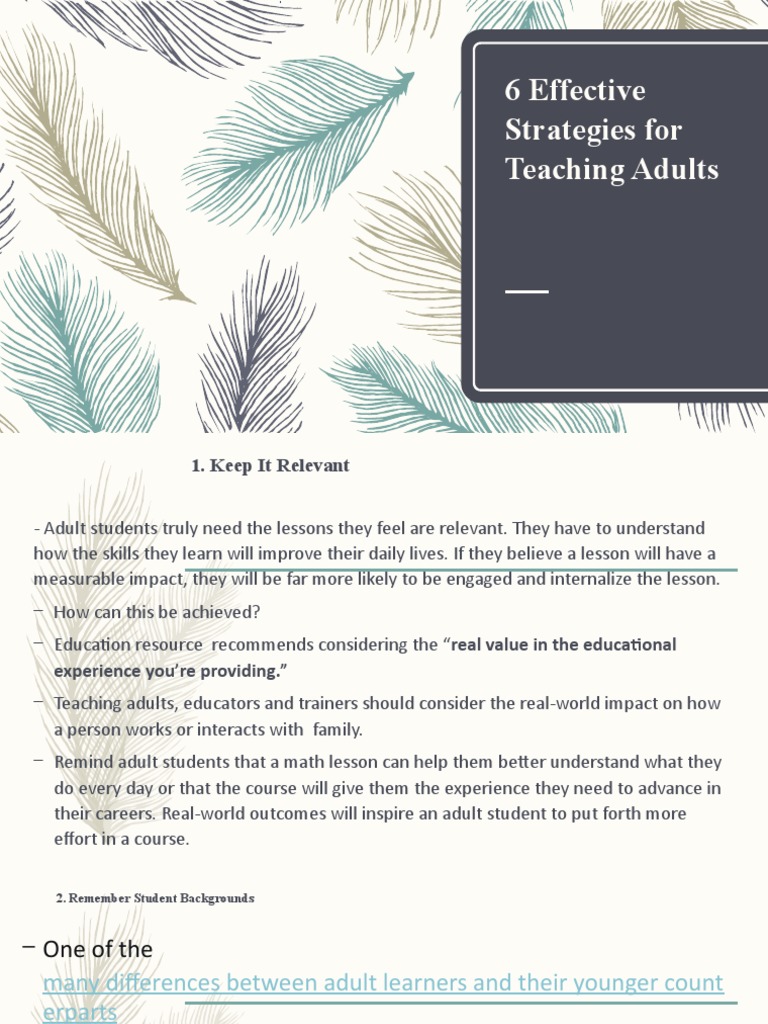 6 Effective Strategies For Teaching Adults | PDF | Adult Education ...