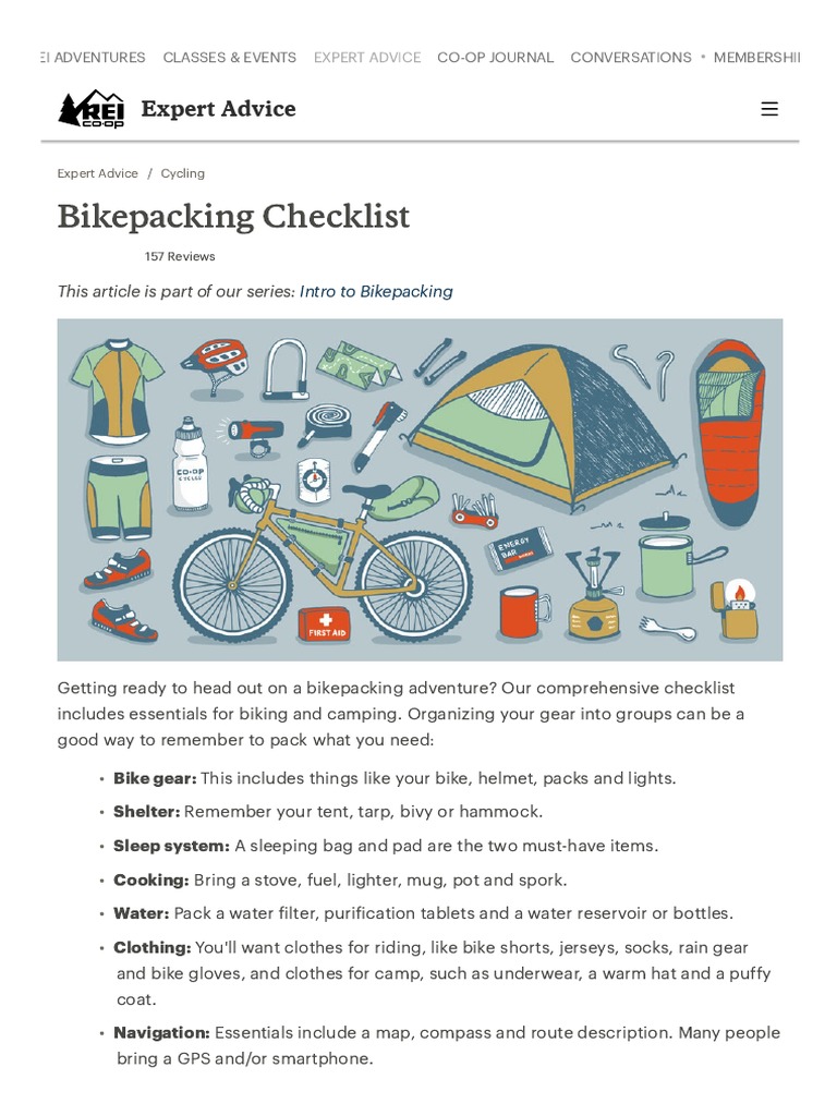 Bikepacking Checklist: Expert Advice | PDF | Clothing | Consumer Goods