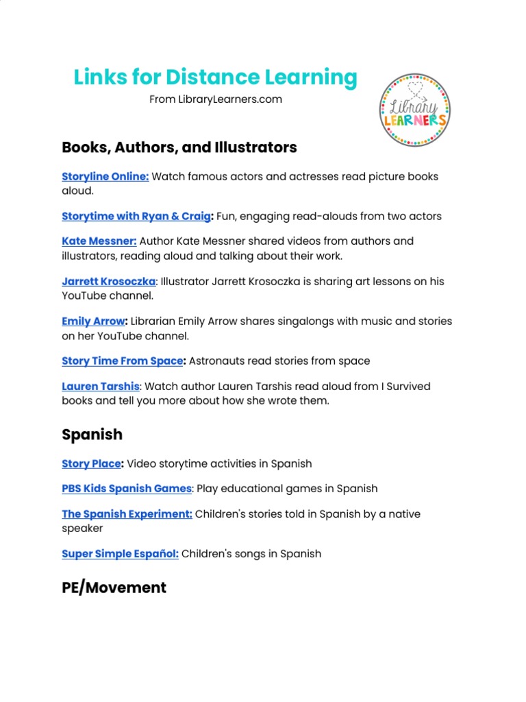 Distance Learning Resources Guide | PDF | Language Arts & Discipline