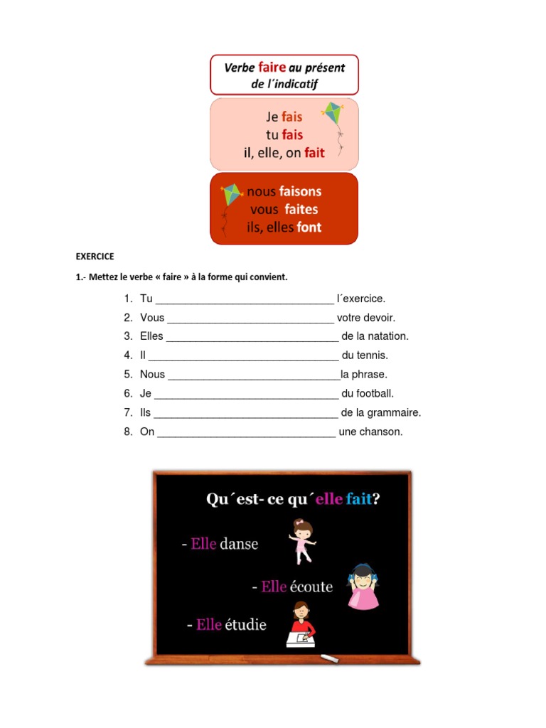 Exercices sur le verbe "faire" | PDF | Arts du langage et discipline