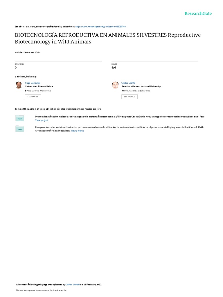 Reproductive Biotechnology in Wildlife | PDF | In Vitro Fertilisation ...