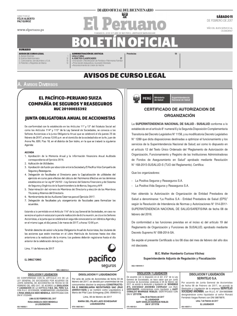 Bo20170211 PDF | PDF | Sociedad de responsabilidad limitada | Reaseguro