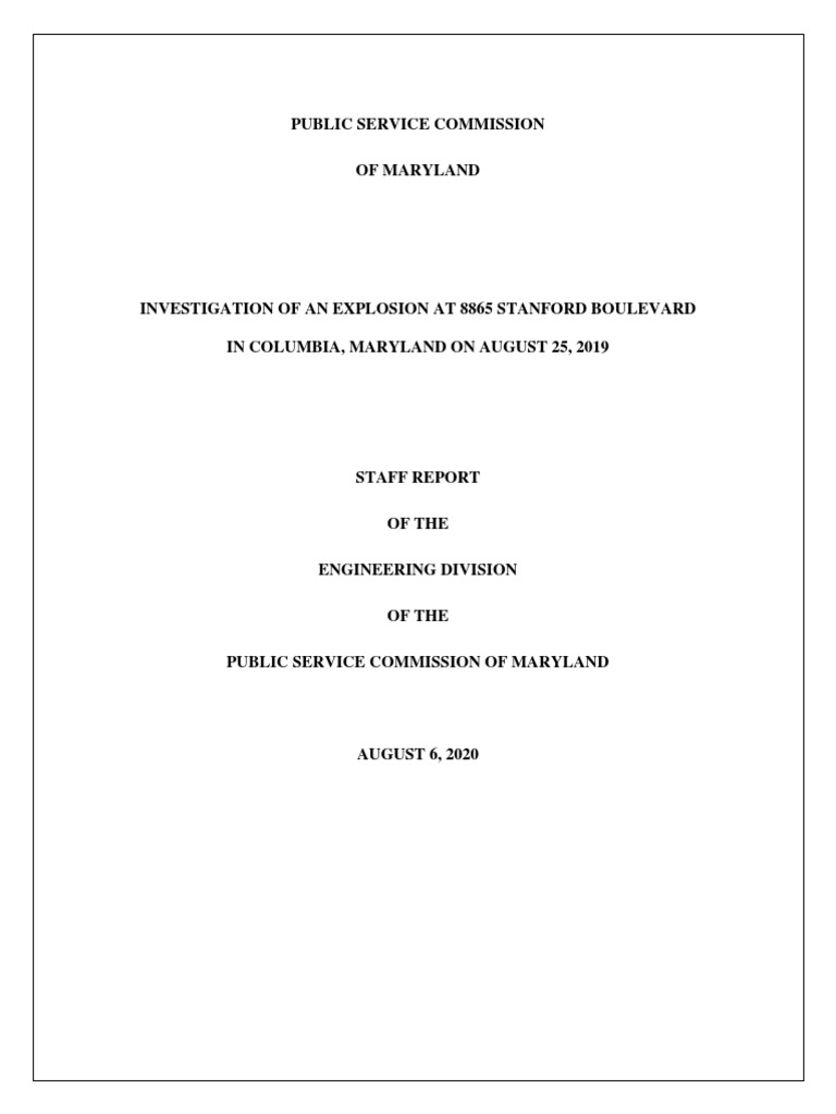 BGEStanfordExplosion-StaffReport August6 Public | PDF | Computer Network | Electrical Engineering