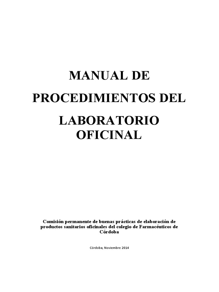 Manual de Procedimientos de Laboratorios | PDF | Farmacéutico | Farmacia