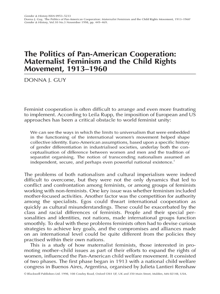GUY. Pan American Cooperation Maternalism Child Rights | PDF | Welfare ...