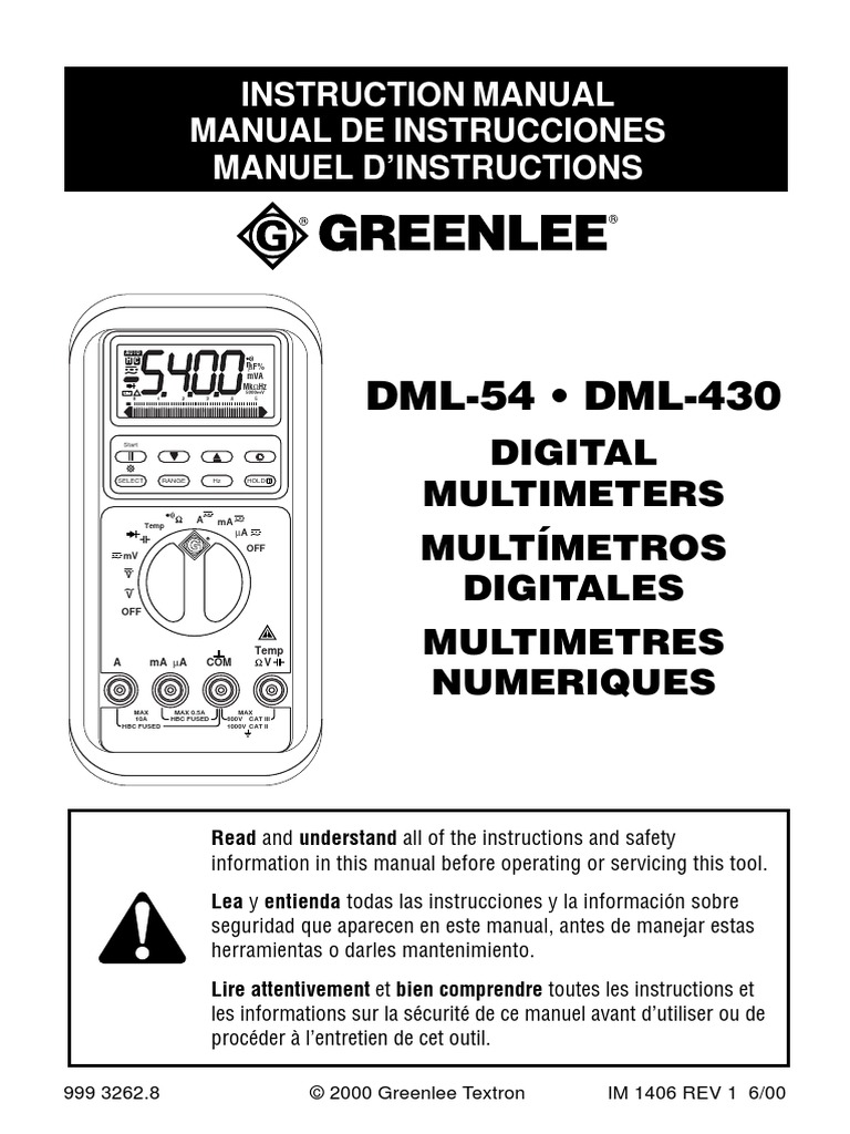 DML-54 - DML-430: Instruction Manual Manual de Instrucciones Manuel D ...