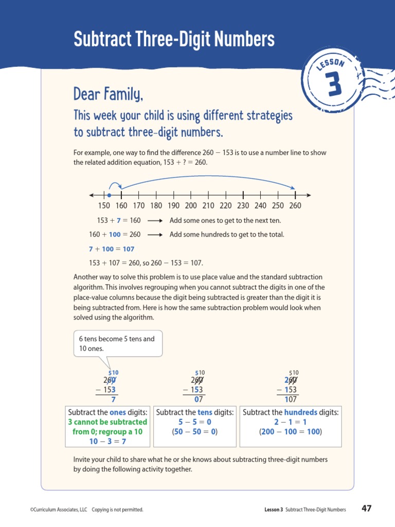Student Workbook Pages Lesson 3 | PDF | Subtraction | Numbers