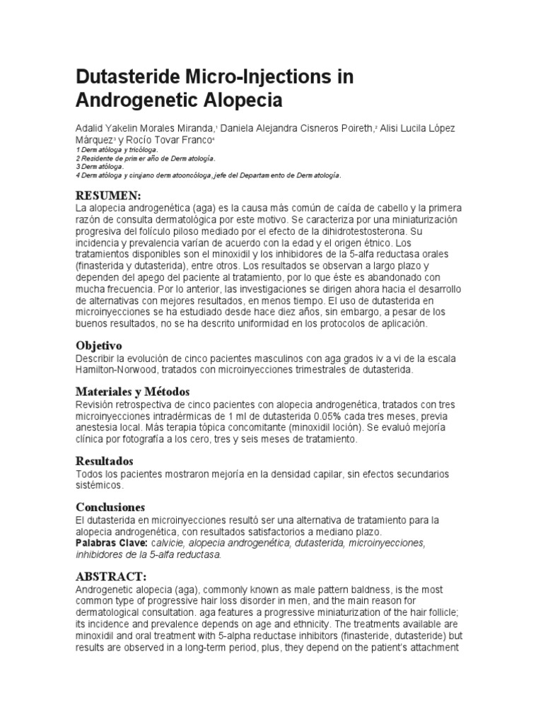 Dutasteride MicroINYECCIONES Aa | PDF | Especialidades Medicas ...