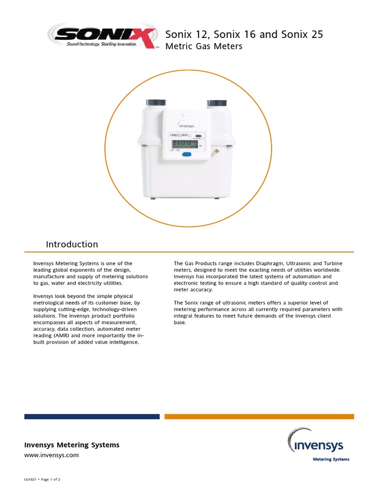 Sensus Sonix - 12 - 16 - 25 Ultrasonic Meters LG-1021 PDF | Download Free PDF | Energy And ...