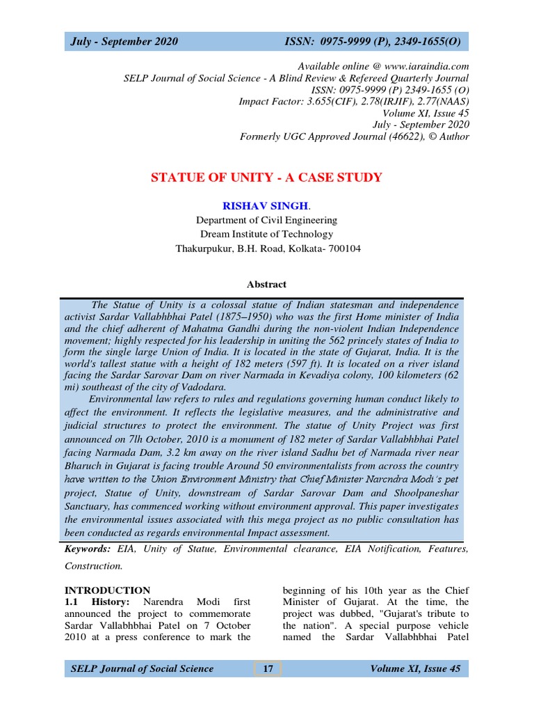 3 Statue of Unity A Case Study | PDF | Nature | Unrest