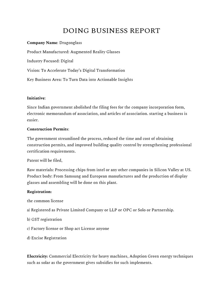 Doing Business Report | PDF | Taxes | Business