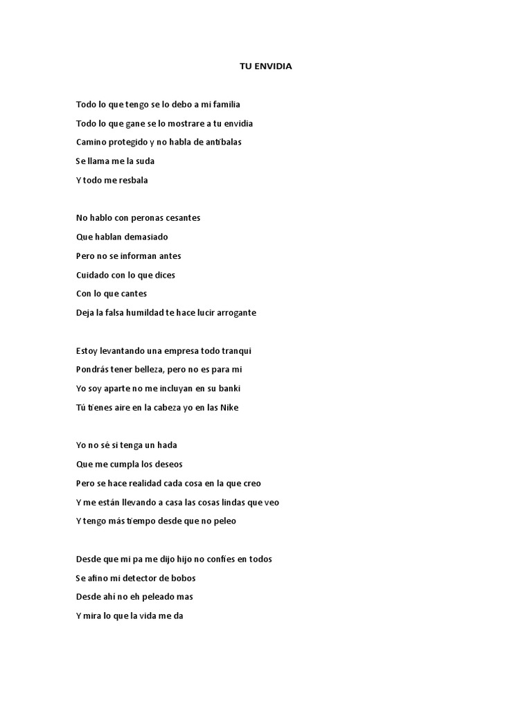 Tu Envidia | PDF