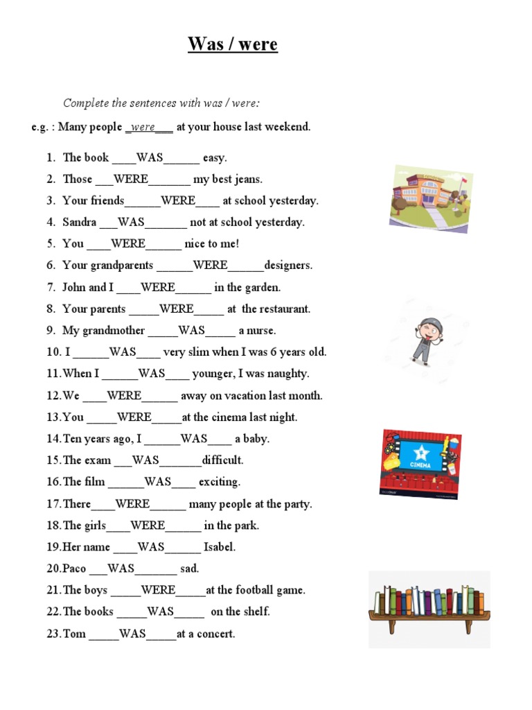 Fill in the Blanks: Was/Were Exercises | PDF