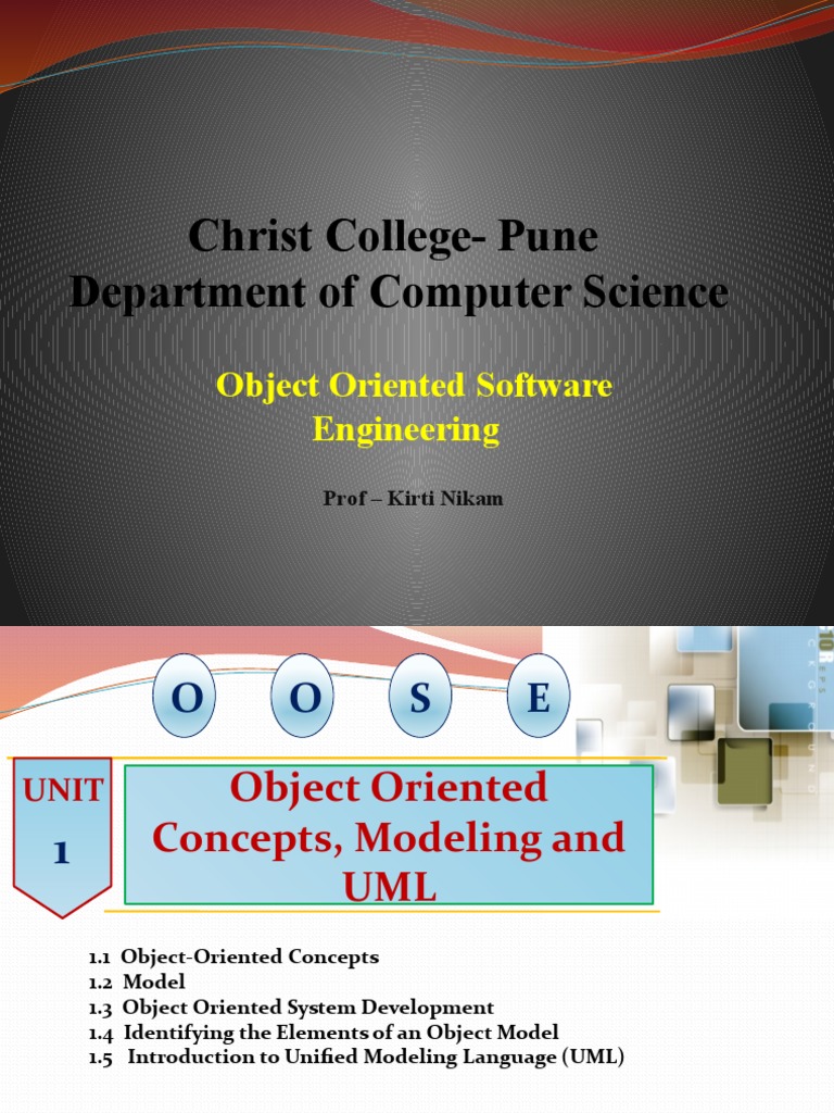 Christ College-Pune Department of Computer Science: Object Oriented Software Engineering ...