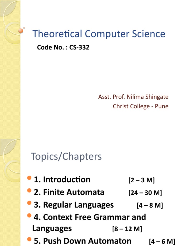 Theoretical Computer Science: Code No.: CS-332 | PDF