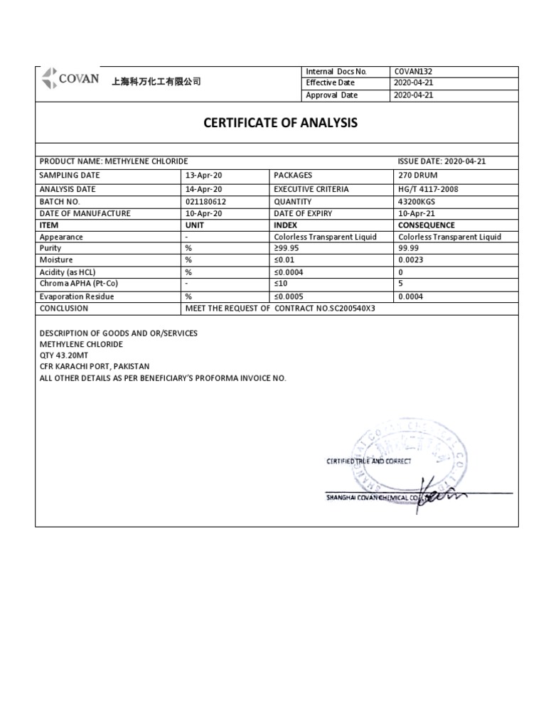 Methylene Chloride | PDF