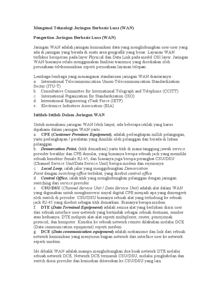 Mengenal Teknologi Jaringan Berbasis Luas | PDF