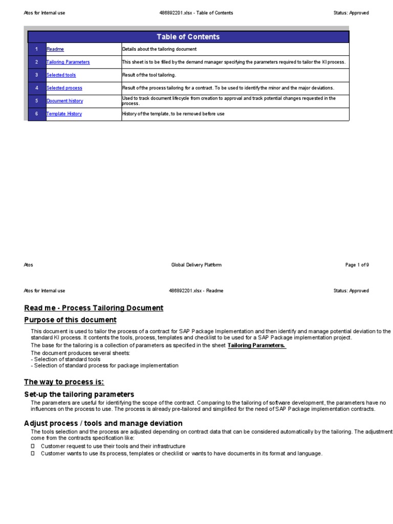 Readme: Tailoring Parameters Selected Tools Selected Process Document ...