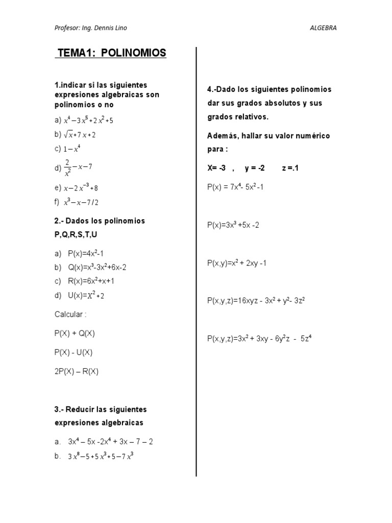 2 Polinomio | PDF | Factorización | Álgebra abstracta