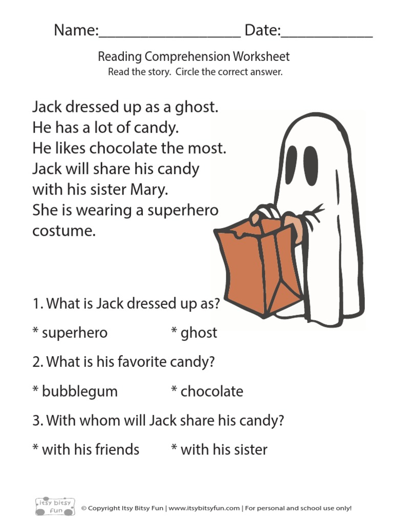 Halloween Reading Comprehension 1st Grade 914 | PDF