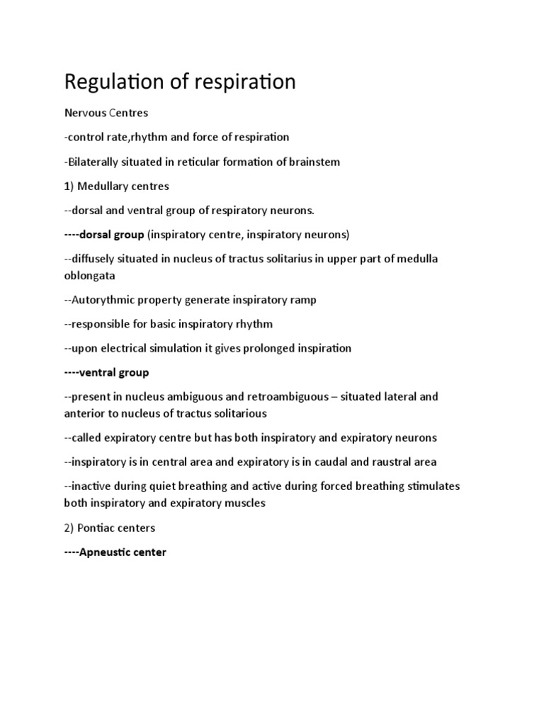 Regulation of Respiration | PDF