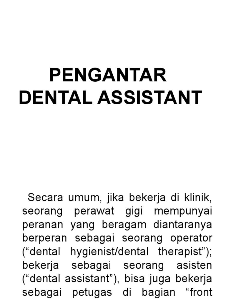 Pengantar Dental Assistant | PDF | Bisnis | Kesehatan Holistik
