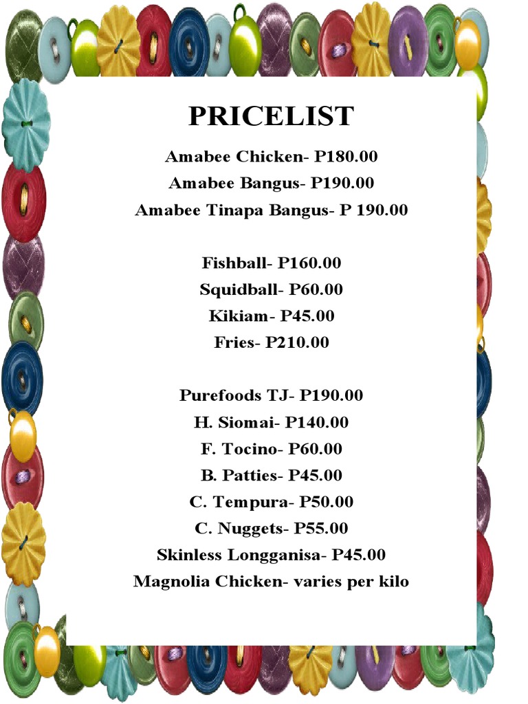 Frozen Food Price List 2024 | PDF | Cooking, Food & Wine