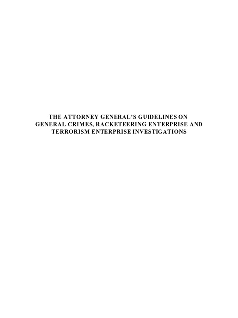The Attorney General'S Guidelines On General Crimes, Racketeering ...