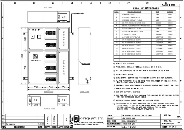 Ga Drawing With Bom and GTP of Indoor Type DB Panel Heat Power Lab ...