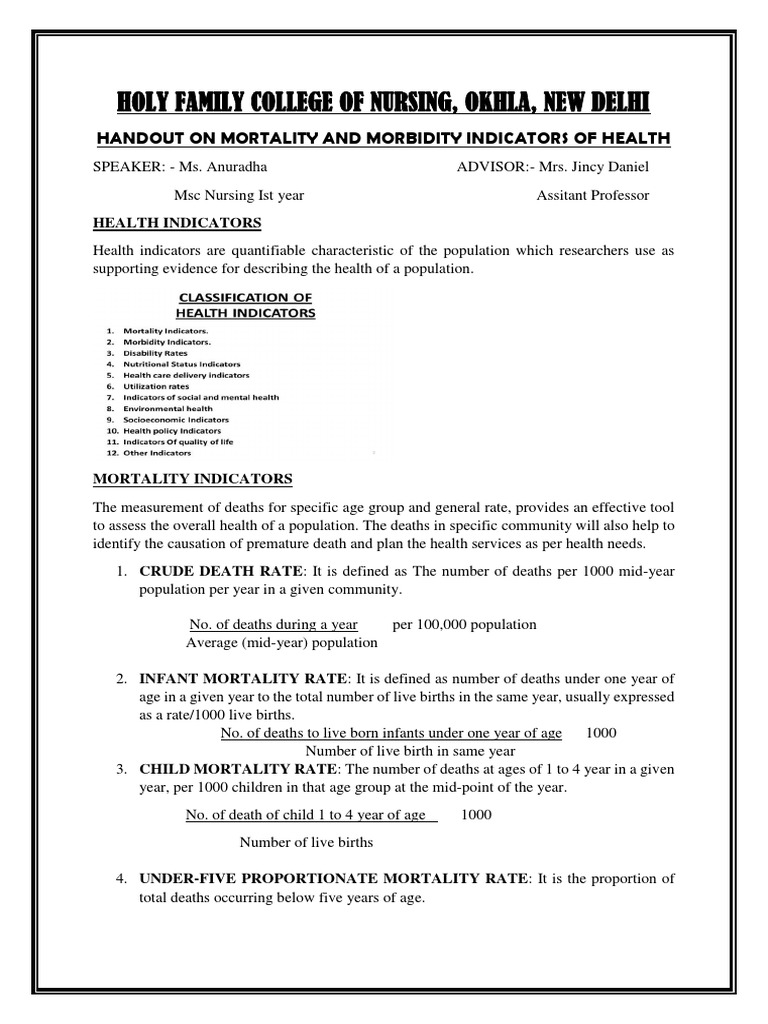 Handout | PDF | Prevalence | Incidence (Epidemiology)