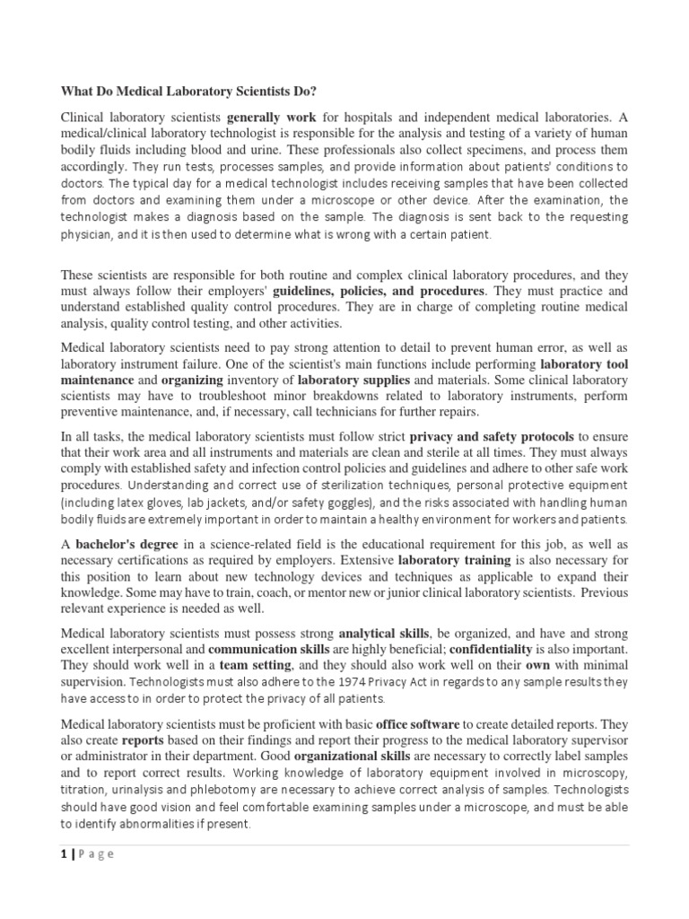 The Vital Role of Medical Laboratory Scientists in Patient Diagnosis ...