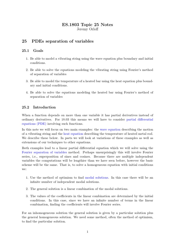 Es1803 Topic 25 Notes Jeremy Orloff Pdf Partial Differential Equation Wave Equation 