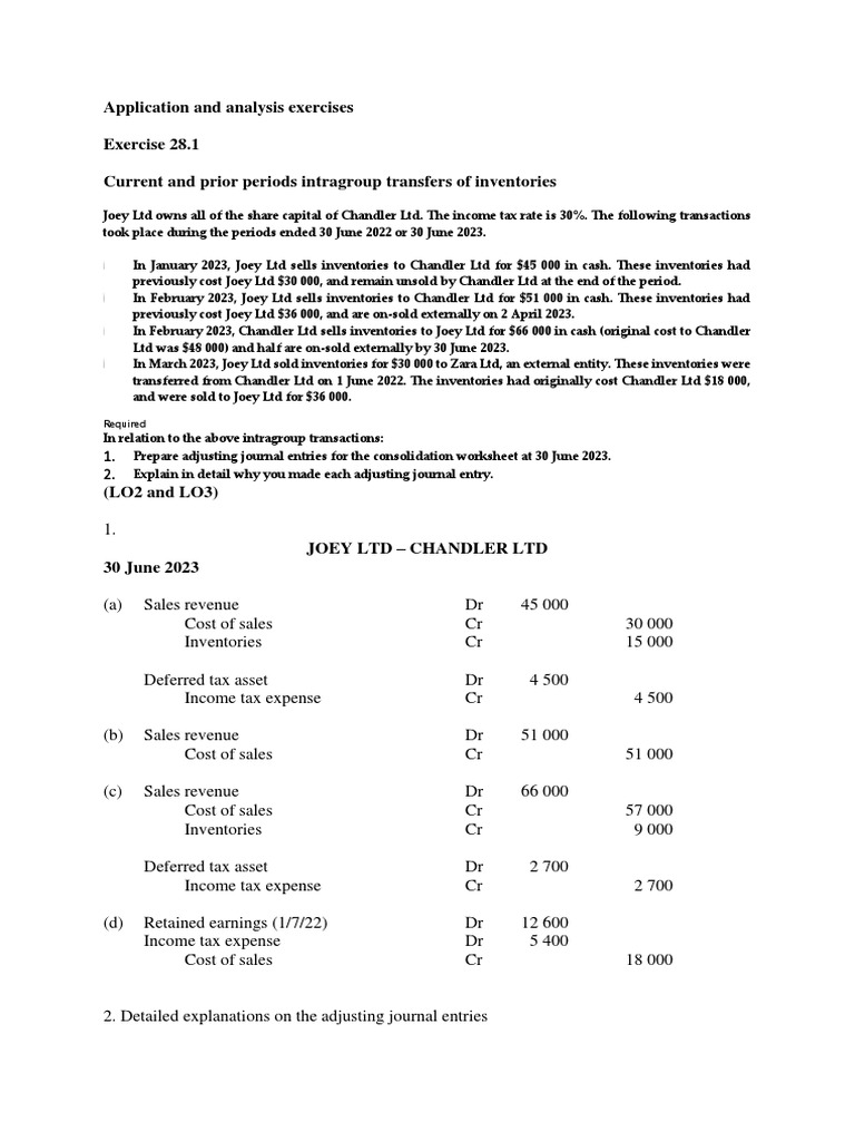 Application and Analysis Exercises 28.1 and 28.2 | PDF | Taxes | Inventory