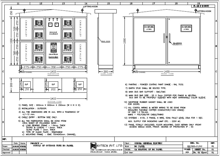 Ga Drawing of Outdoor Type DG Panel With GTP | PDF