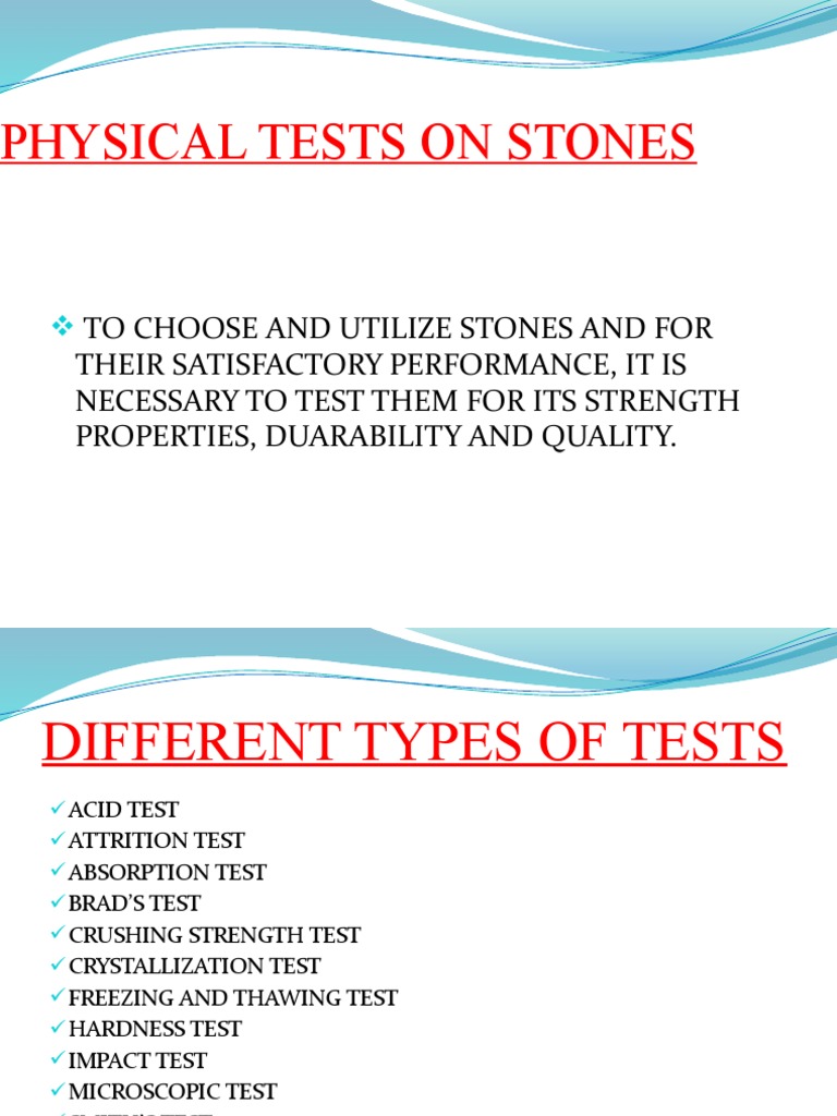 Physical Tests for Stone Durability | PDF