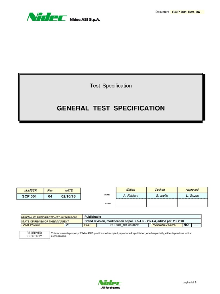 General Test Specification | PDF | Verification And Validation | Power ...