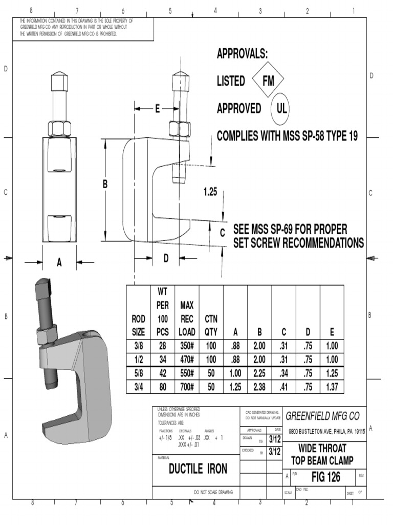 Approvals: Listed FM Approved Ul Complies With Mss Sp-58 Type 19 | PDF | Mechanical Engineering ...