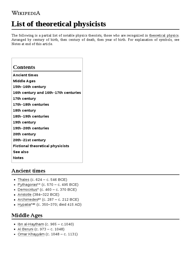 Notable Theoretical Physicists List | PDF | Physics | Science