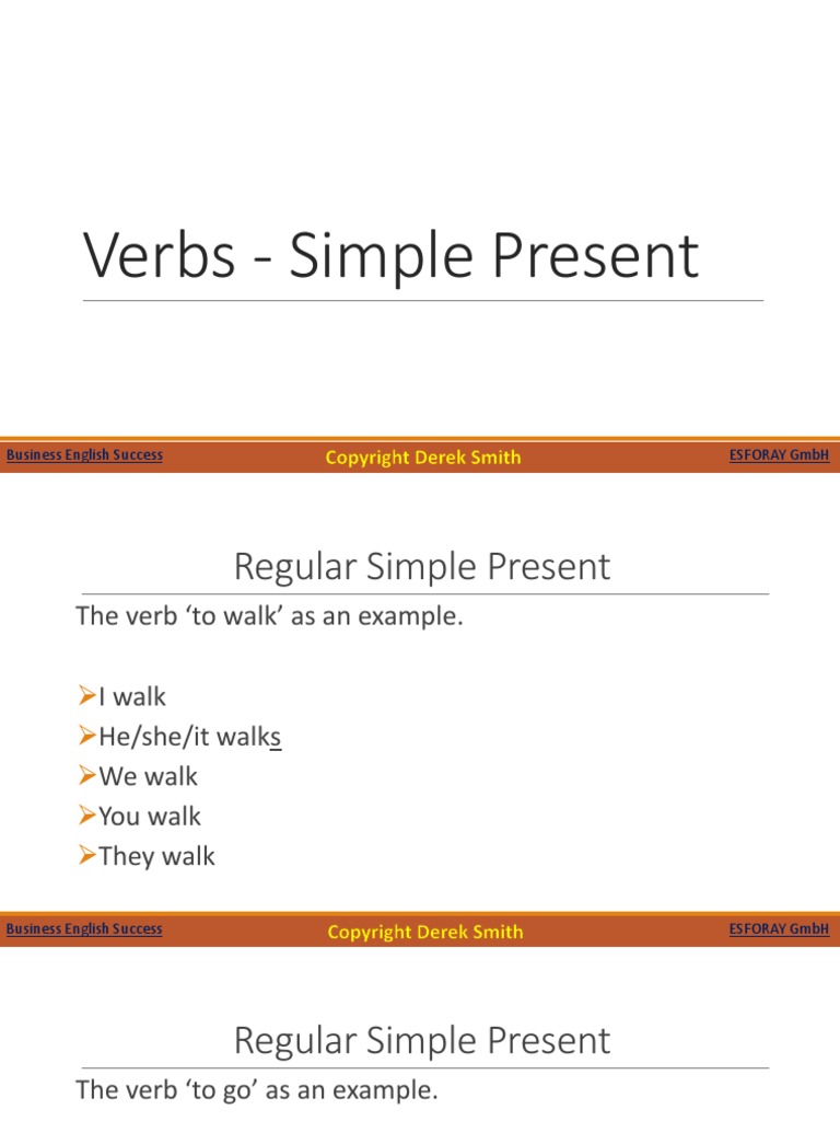 Verbs - Simple Present: Business English Success Esforay GMBH | PDF