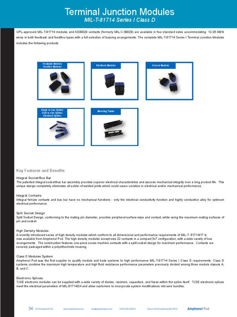 Amphenol PCD Terminal Junction Module Milt81714 PDF | PDF | Electrical ...