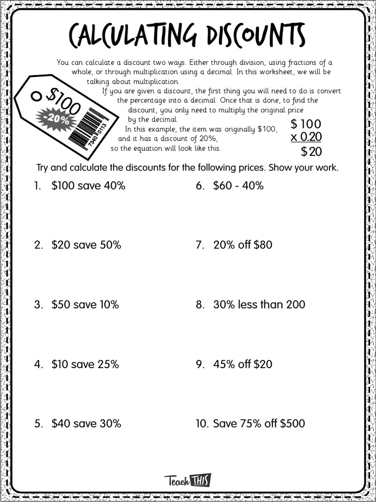 Calculating Discounts | PDF | Multiplication | Fraction (Mathematics)